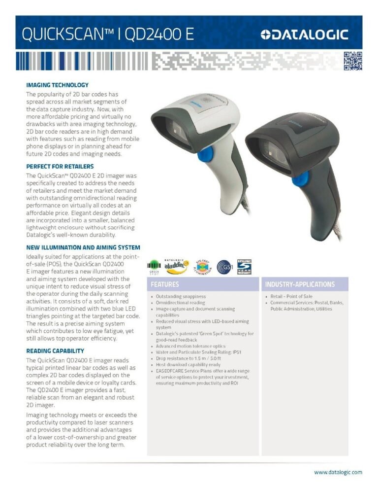 Datalogic QuickScan QD2430 Handheld Scanner - Mynds