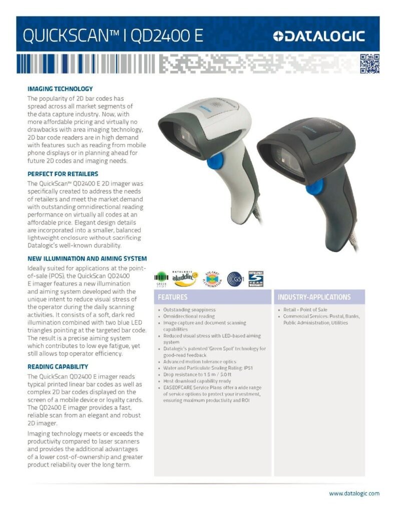 Datalogic QuickScan QD2430 Handheld Scanner - Mynds